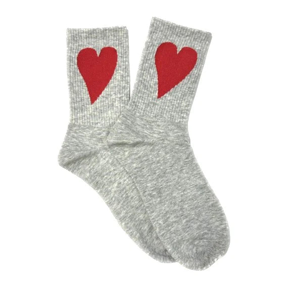 Girls Grey Socks with Red Hearts – Salutations Home